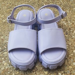 Shoes | Purple Pastel Flange Platform Sandals Womens 8 | Poshmark